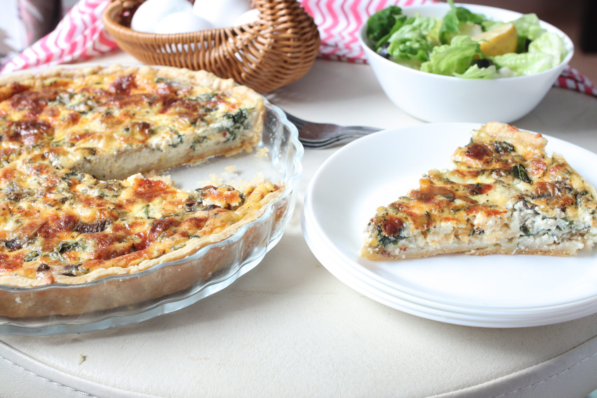 Easy Mushroom and Spinach Quiche (no blind baking) - Bake Fresh